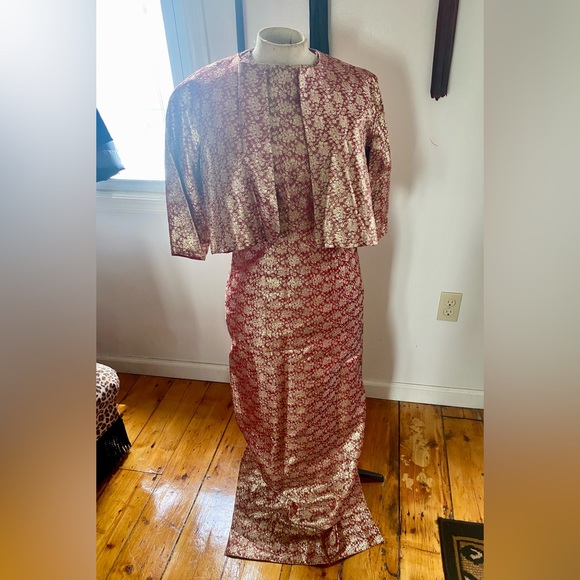 Dresses | Vintage Traditional Red Gold Chinese Cheongsam 2 Piece Dress ...